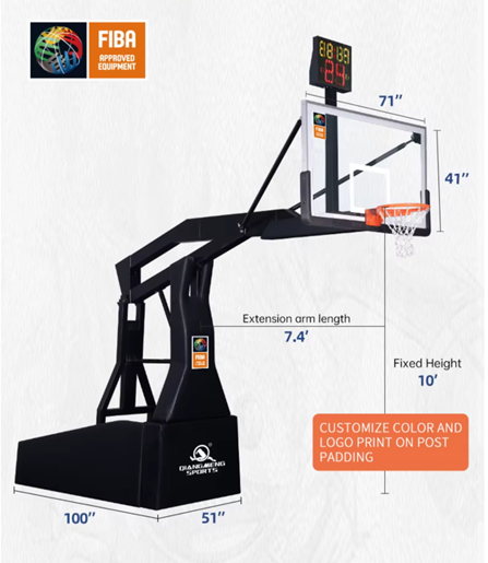 QML Electro-Hydraulic Competition Portable Basketball Hoop FIBA-Standa ...